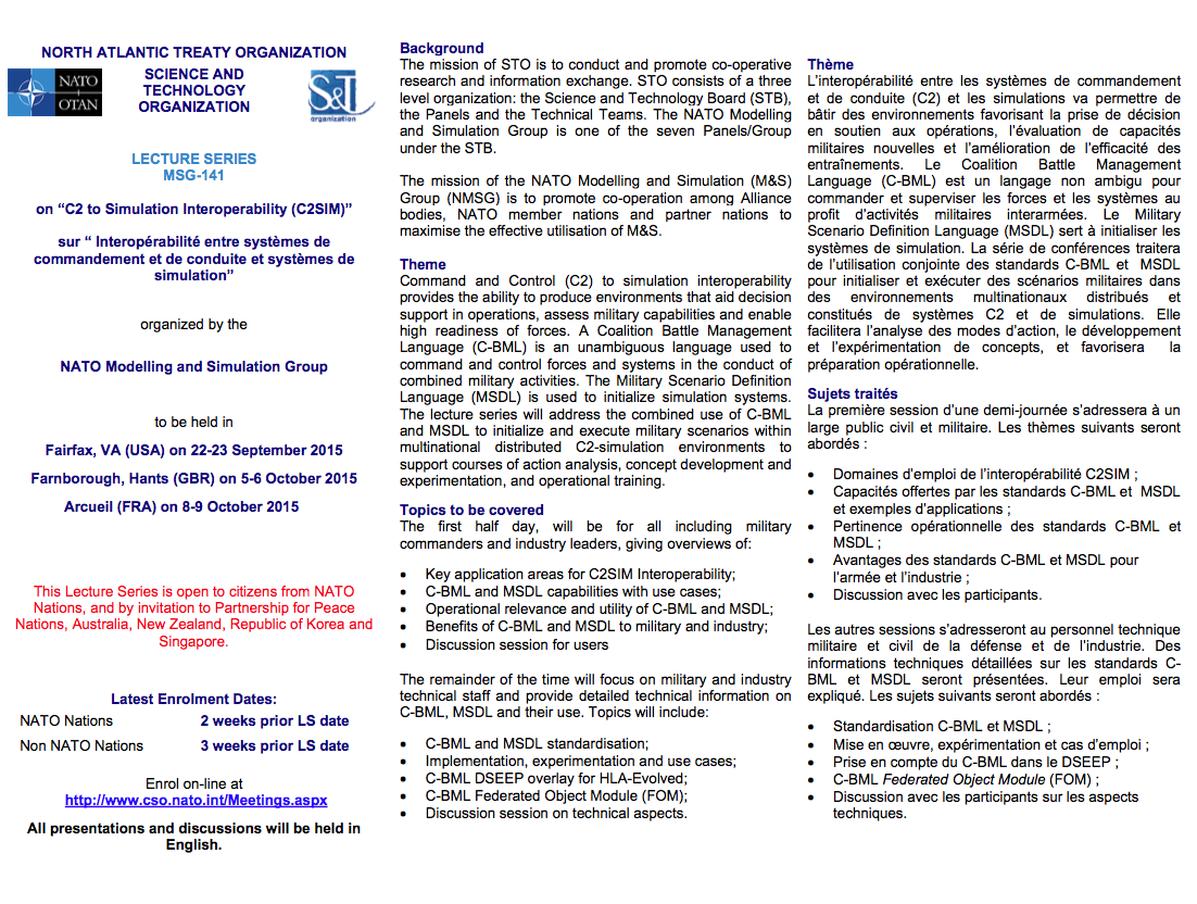 NATO C2SIM Lecture Series Brochure | C5I Center – Center of Excellence ...